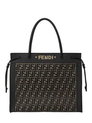 Fendi Magic Shopper Large Ff Embroidered Fabric Shopper - [brown]